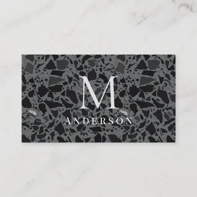 Masculine Marble Double Monogram Business Card | Zazzle
