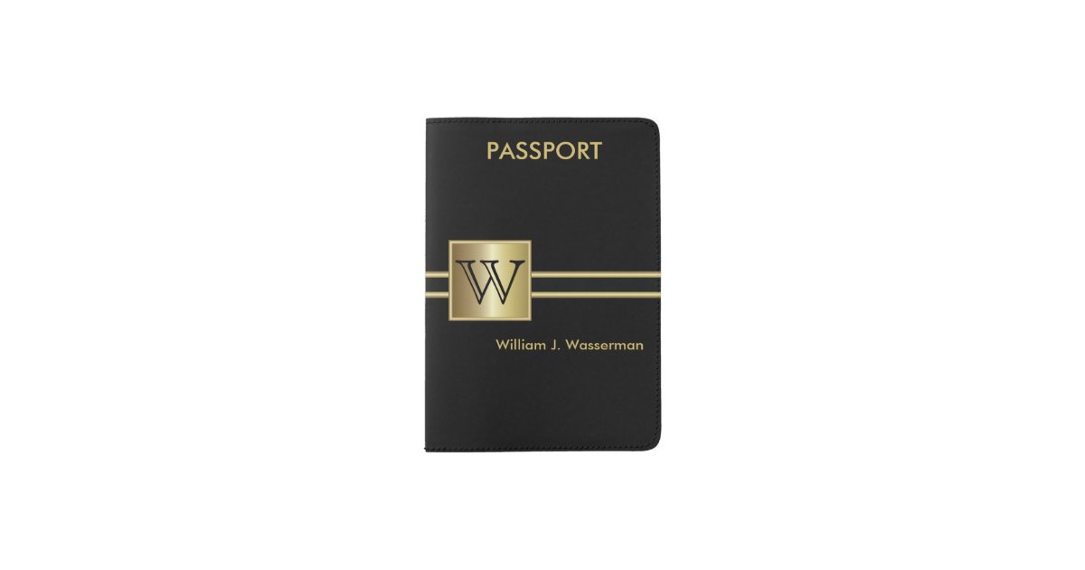 Masculine Monogram Executive Style Black And Gold Passport Holder Zazzle
