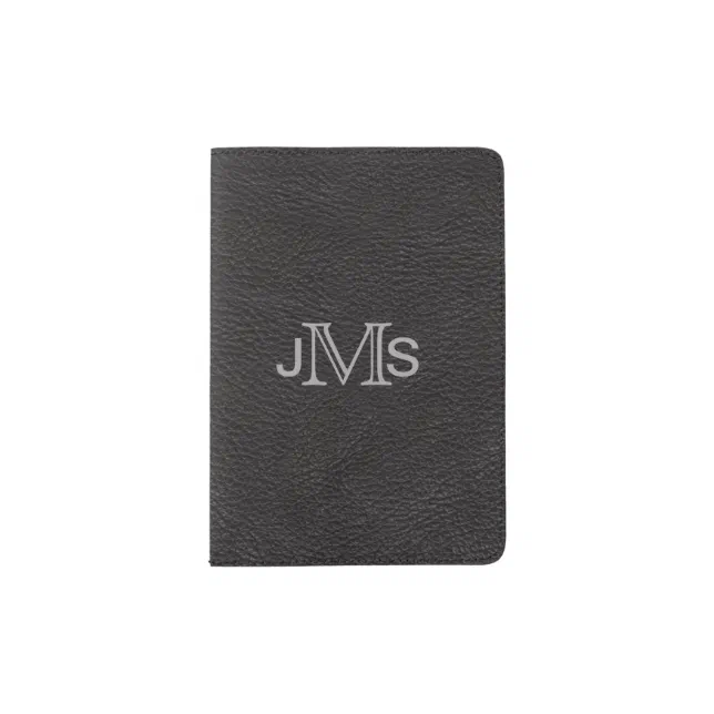 Masculine Monogram Initials | Black Leather Look Passport Holder | Zazzle