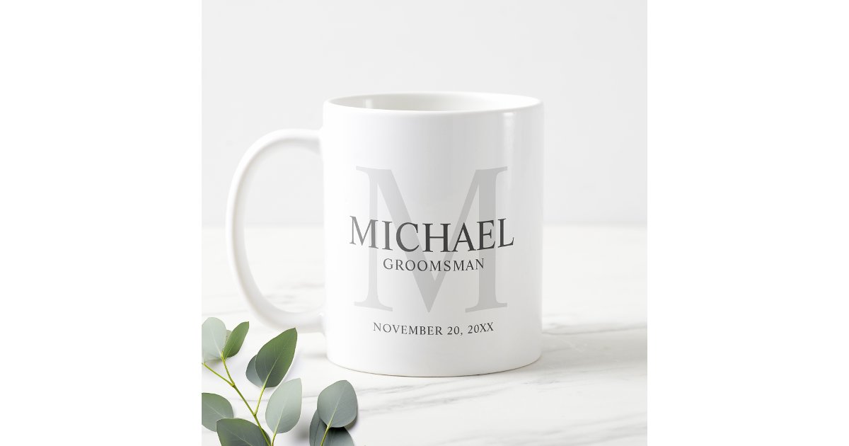 Masculine Personalized Monogram and Name Groomsmen Coffee Mug | Zazzle