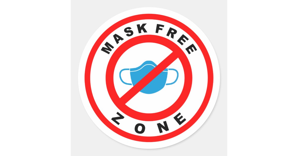 Mask Free Zone Classic Round Sticker | Zazzle