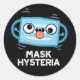 Mask Hysteria Funny Mask Pun Dark BG Classic Round Sticker | Zazzle