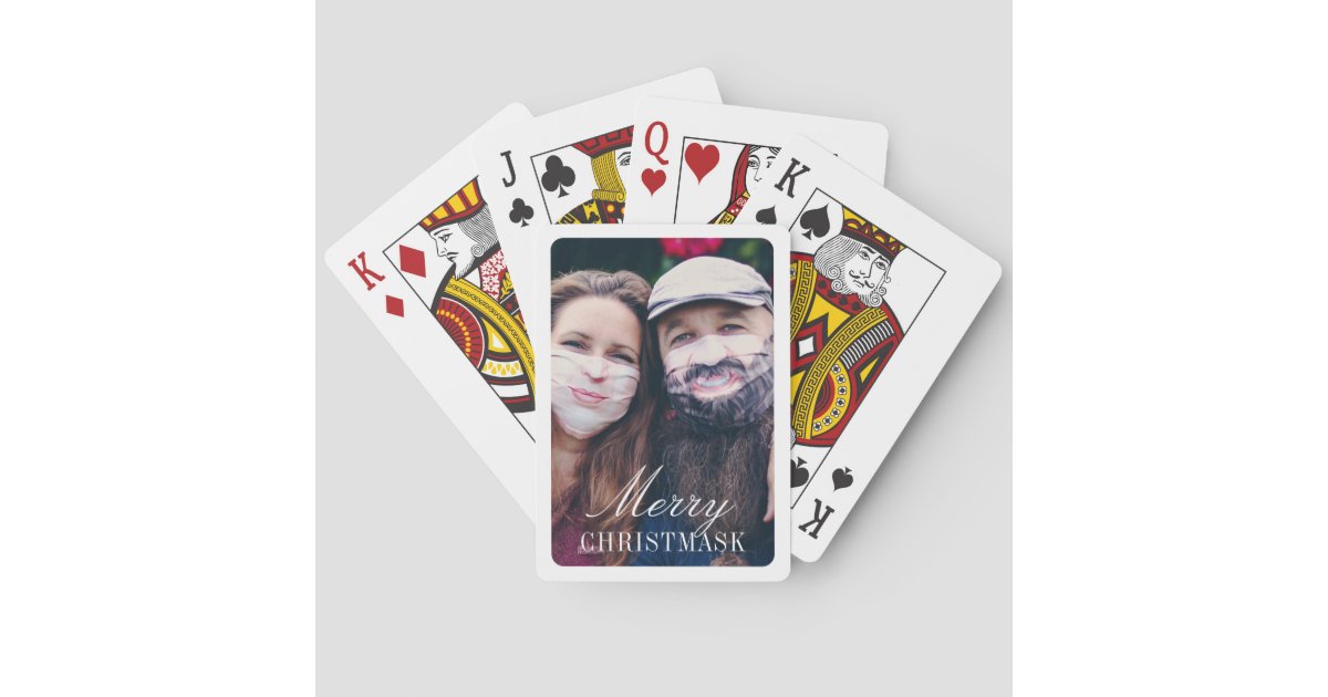 Mask Photo Christmas Playing Cards Personalized | Zazzle