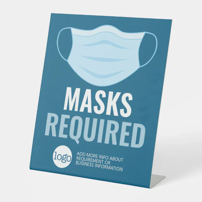 Mask Required with Drawing plus Additional Text Pedestal Sign | Zazzle