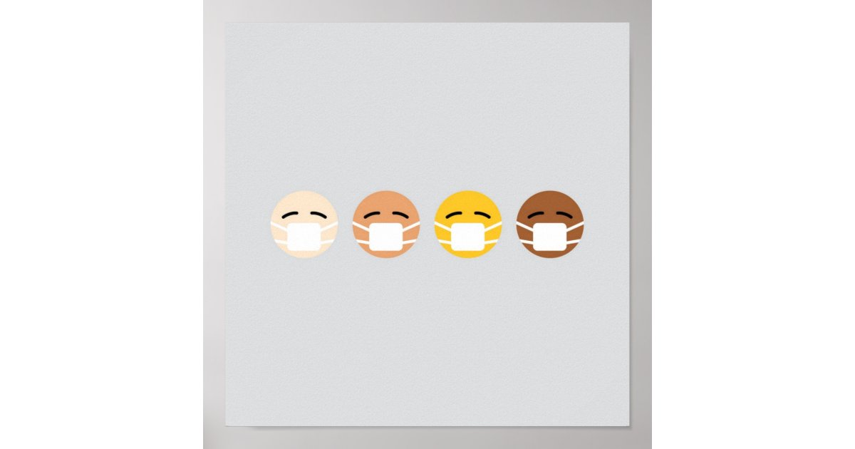Masked Emoji Faces Mask Up COVID Poster | Zazzle