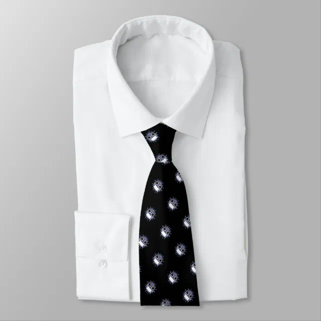 Masked Grey Corona Virus Pattern on Black Neck Tie | Zazzle