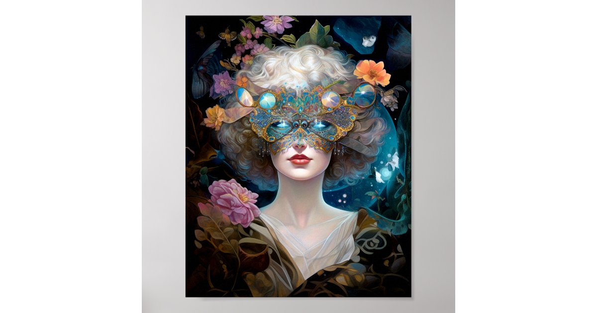 Masked Lady Fantasy Art Poster | Zazzle