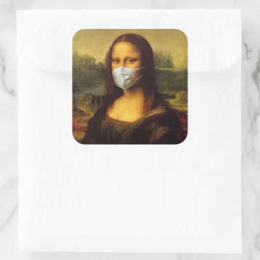 "Masked Mona Lisa" Square Sticker | Zazzle