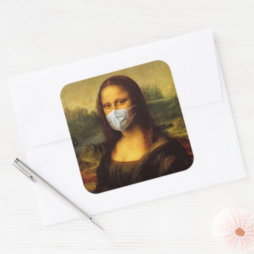 "Masked Mona Lisa" Square Sticker | Zazzle