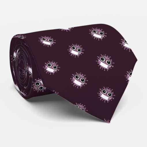 Masked Pink Corona Virus Pattern on Burgundy Neck Tie | Zazzle