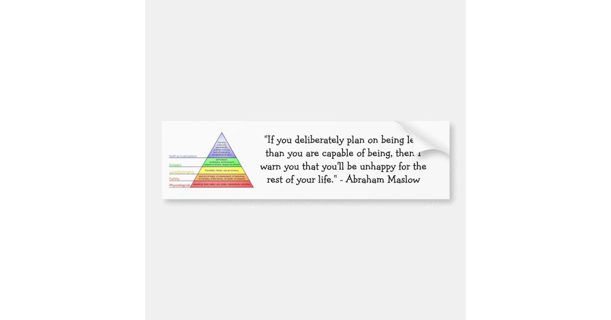 Maslow's Hierarchy of needs Bumper Sticker | Zazzle