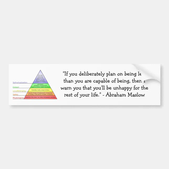 Maslow's Hierarchy of needs Bumper Sticker | Zazzle