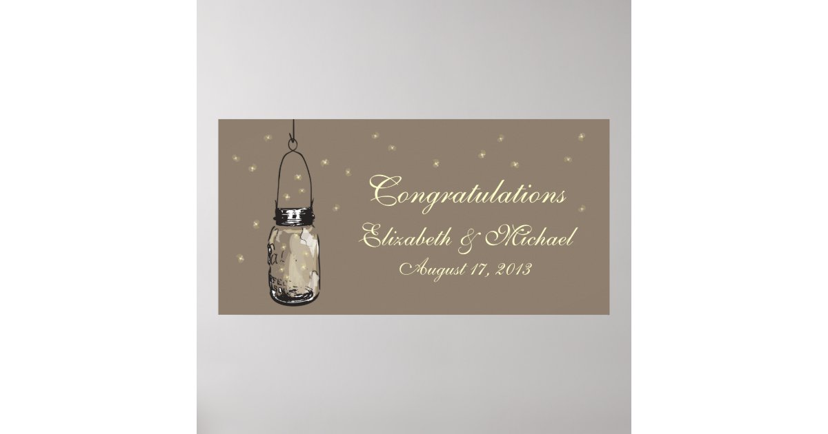 Mason Jar and Fireflies Banner Poster | Zazzle