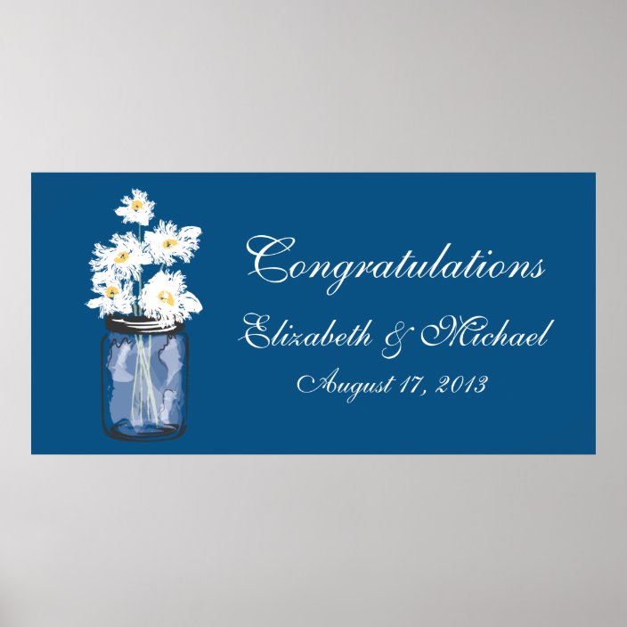 Mason Jar and White Daisies Banner Poster | Zazzle.com