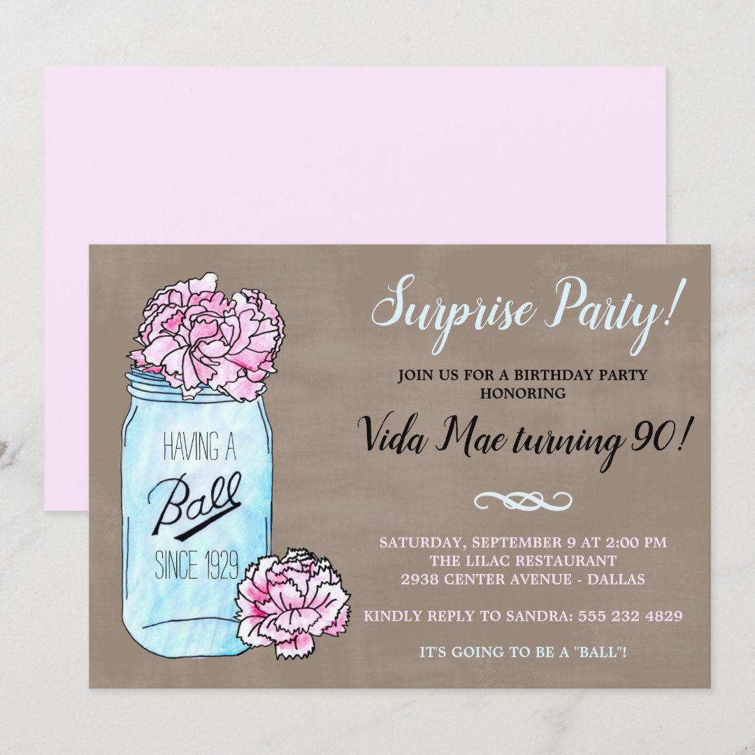 Mason Jar Birthday Party Invitation | Zazzle