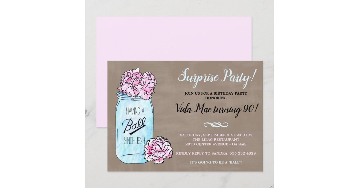 Mason Jar Birthday Party Invitation | Zazzle