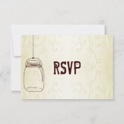 Mason Jar Country Swirls Wedding RSVP Cards | Zazzle