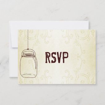 Mason Jar Country Swirls Wedding RSVP Cards | Zazzle