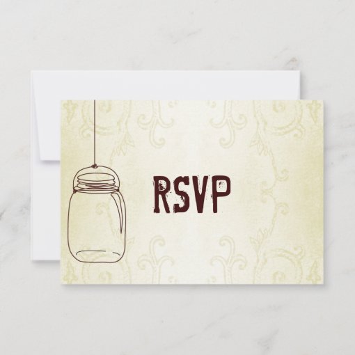 Mason Jar Country Swirls Wedding RSVP Cards | Zazzle