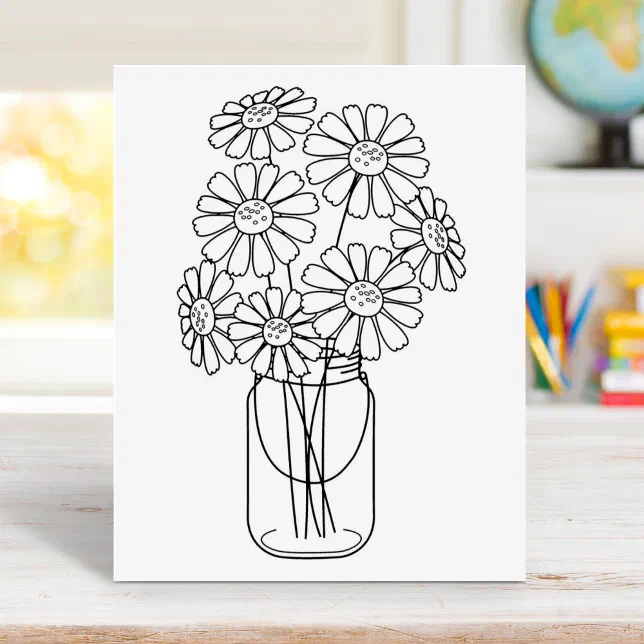flowers in a jar coloring page