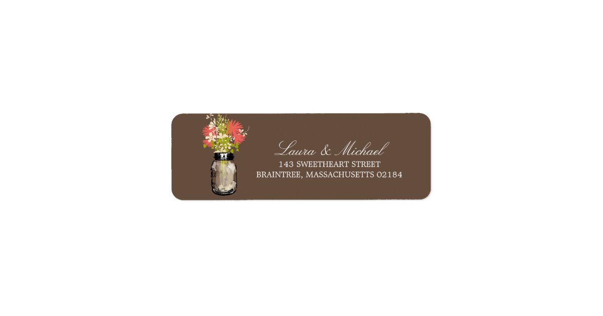 Mason Jar Flowers | Return Address Label | Zazzle