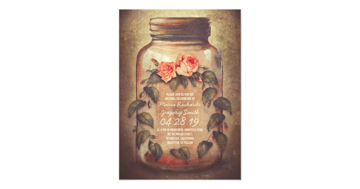 Mason Jar Rustic Wedding Invitations | Zazzle.com