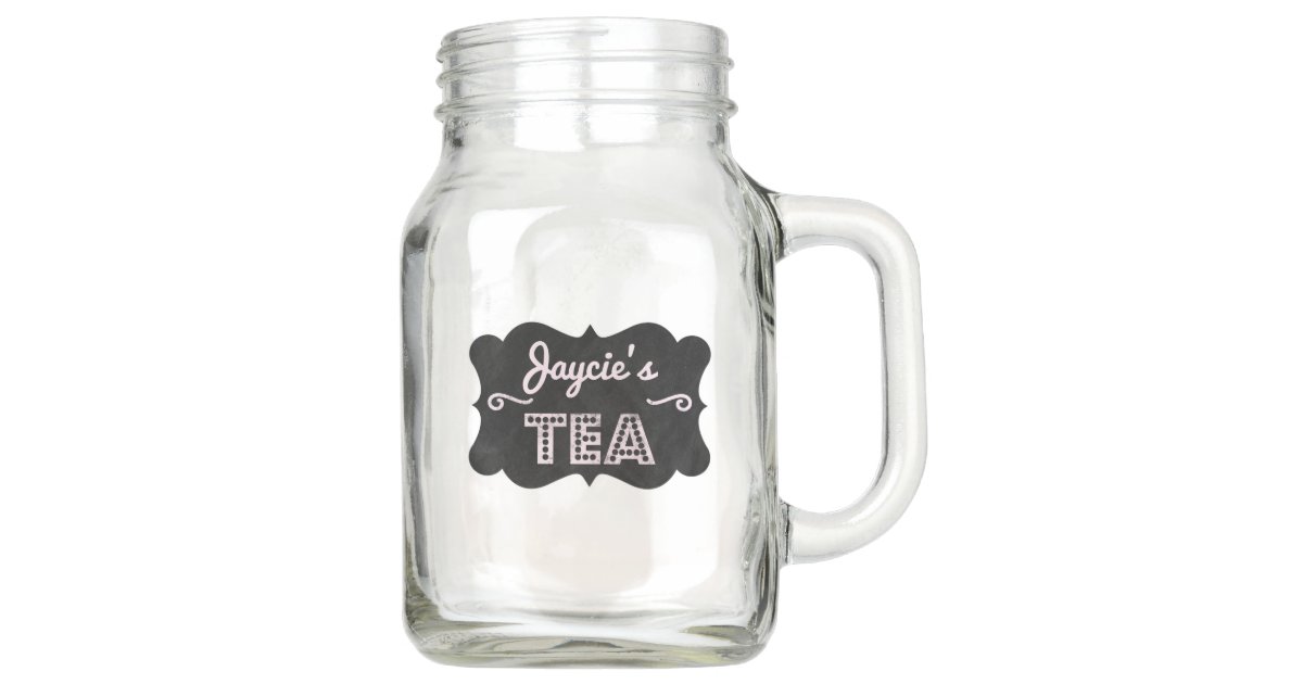 Mason Jar Tea Chalk Label Customizable Name | Zazzle