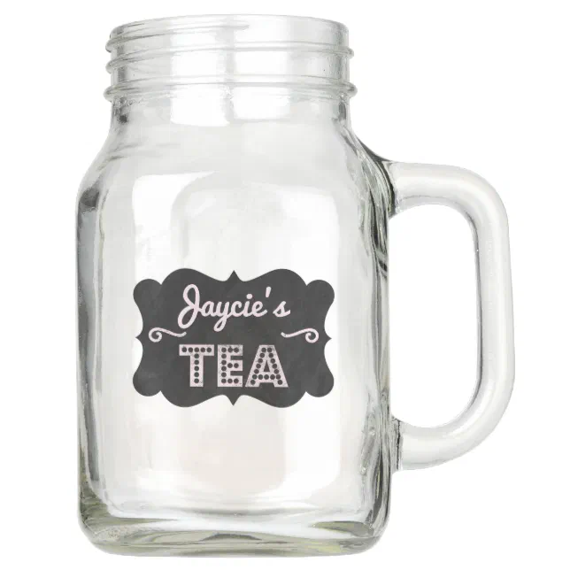 Mason Jar Tea Chalk Label Customizable Name | Zazzle