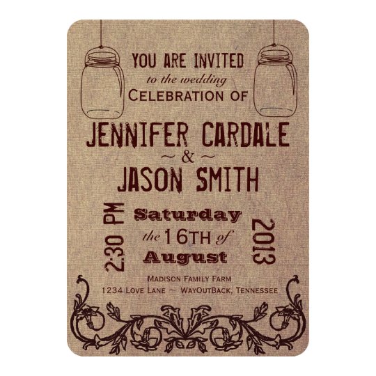 Mason Jars Rustic Country Wedding Invitations | Zazzle.com