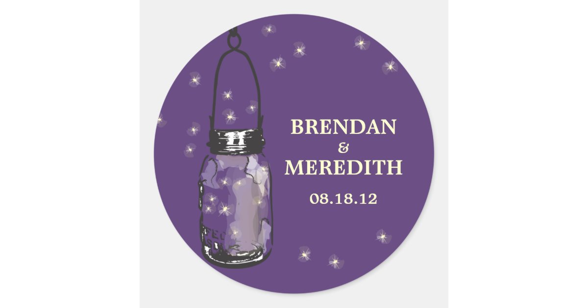 Mason Jars with fireflies Wedding Classic Round Sticker | Zazzle