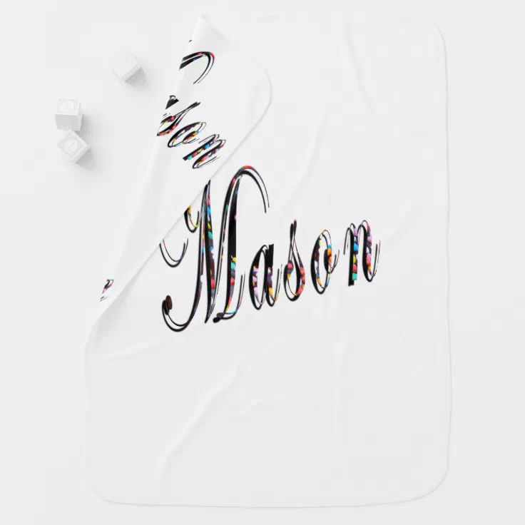 Mason, Name, Logo, White Snugly Baby Blanket. Stroller Blanket | Zazzle