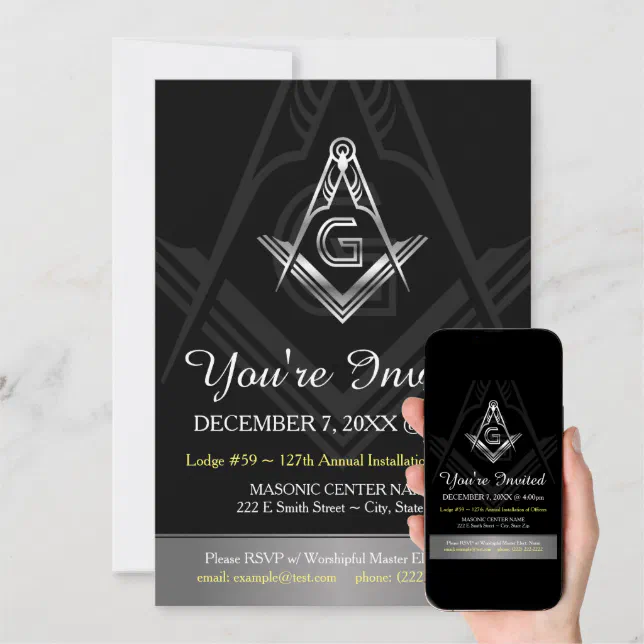 Masonic Annual Installation of Officers Invitation | Zazzle