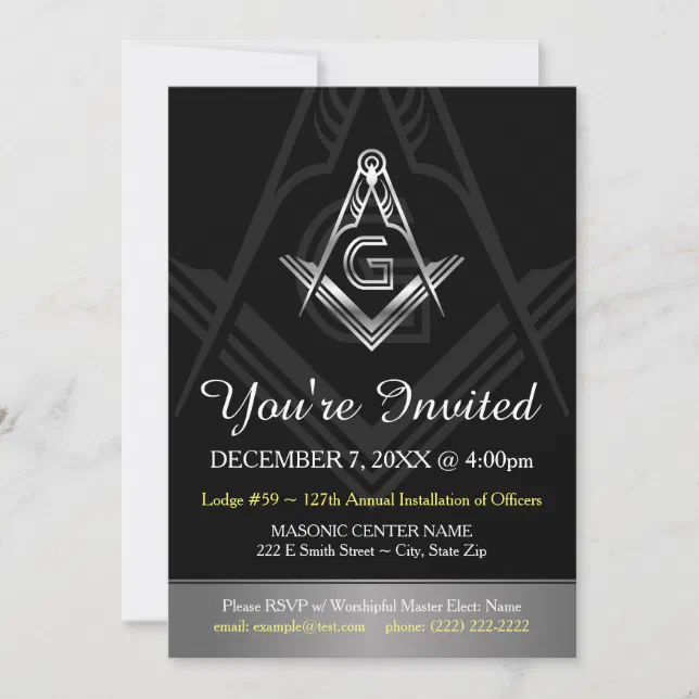 Masonic Annual Installation of Officers Invitation | Zazzle