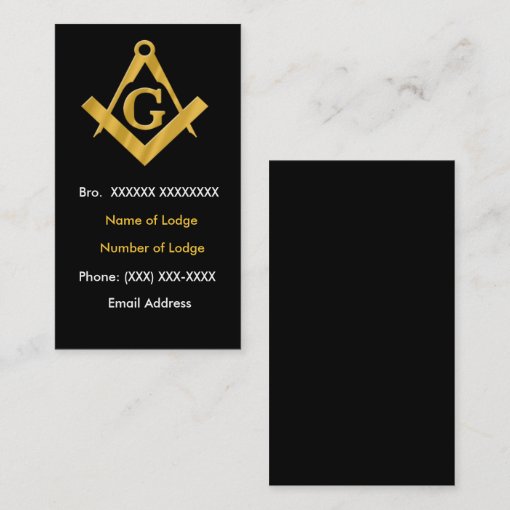 Masonic Business Black and Gold Business Card | Zazzle