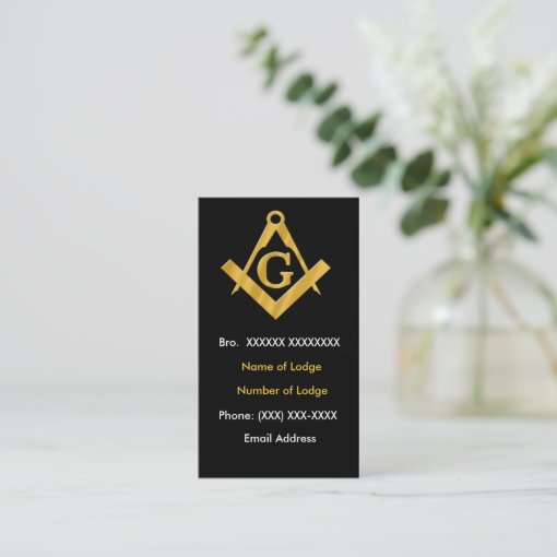 Masonic Business Black and Gold Business Card | Zazzle