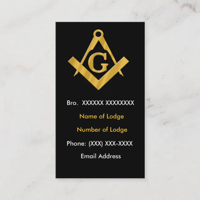 Masonic Business Black and Gold Business Card | Zazzle