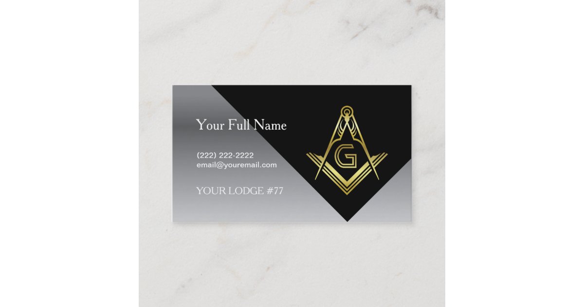 Masonic Business Card Designs | Black Gold Silver | Zazzle