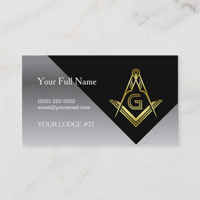 Masonic Business Card Designs | Black Gold Silver | Zazzle