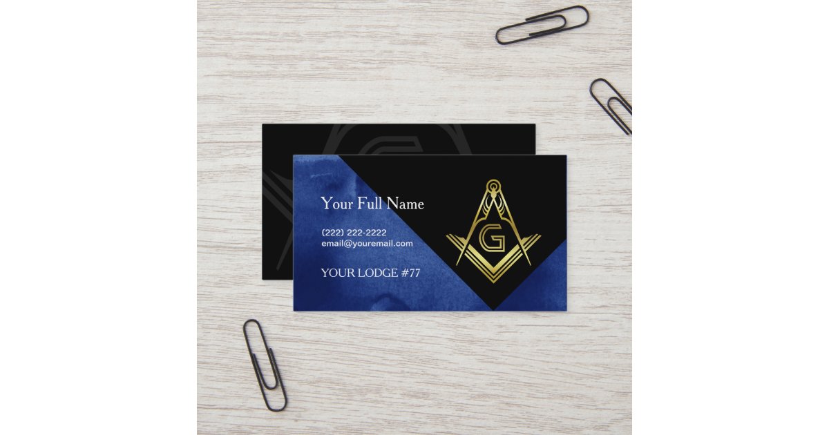 Masonic Business Card Designs | Blue Black & Gold | Zazzle