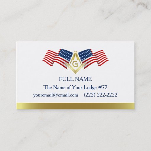 Masonic Business Card Template | American Flag | Zazzle