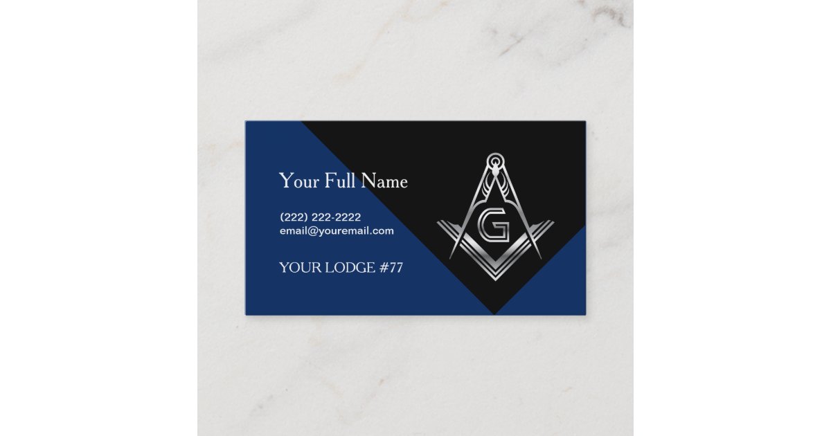 Masonic Business Card Template | Blue & Silver | Zazzle