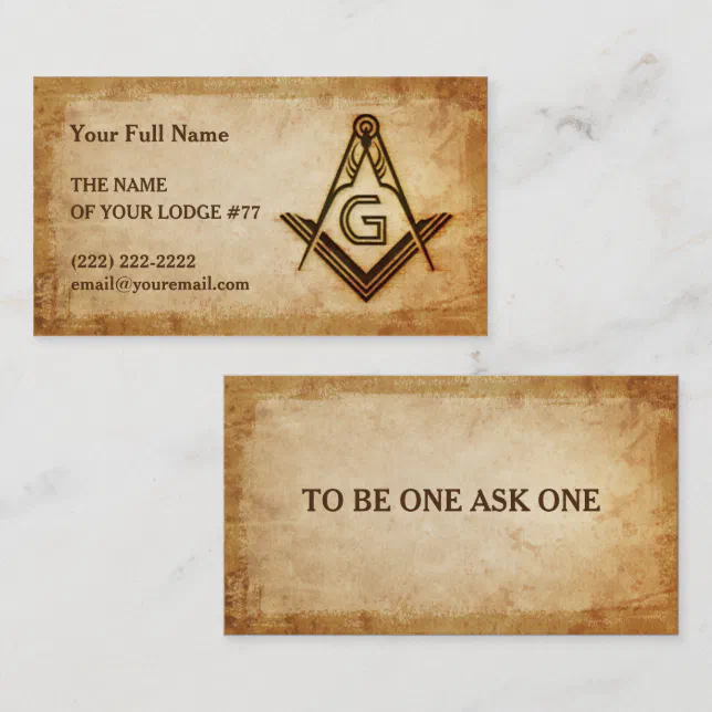 Masonic Business Card Template | Rustic Parchment | Zazzle