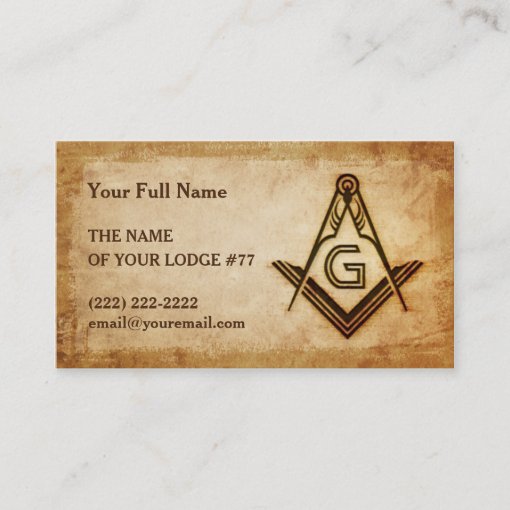 Masonic Business Card Template | Rustic Parchment | Zazzle