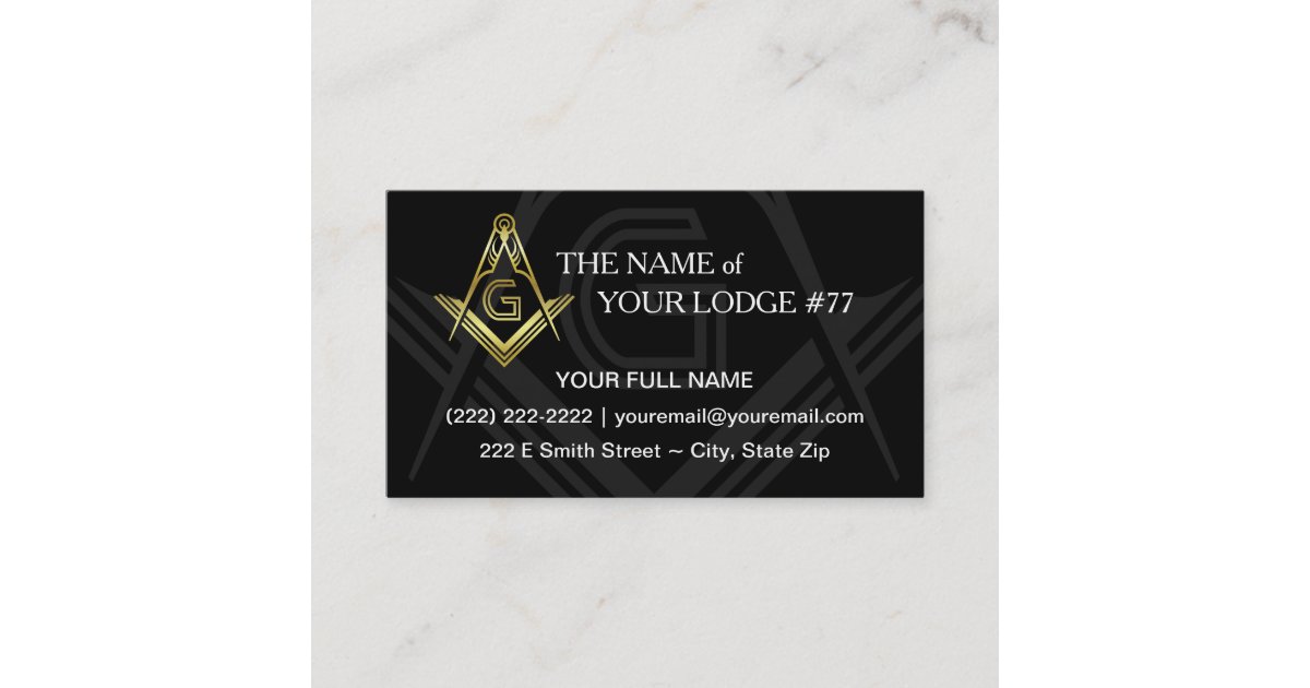 Masonic Business Cards | Black and Gold Freemason | Zazzle