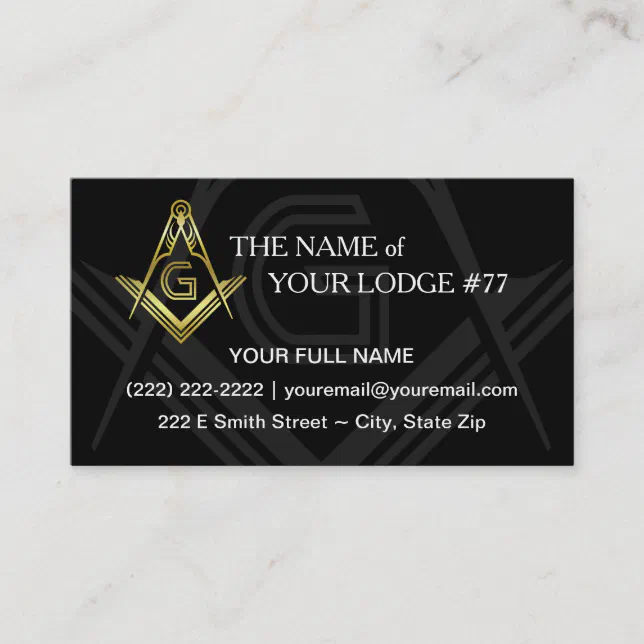 Masonic Business Cards | Black and Gold Freemason | Zazzle