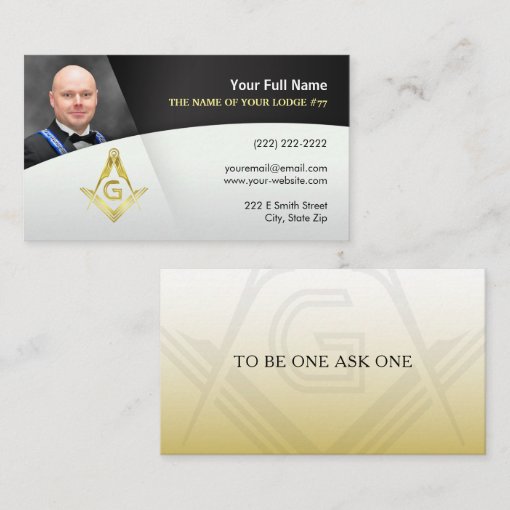 Masonic Business Cards Black Gold Freemason Photo | Zazzle