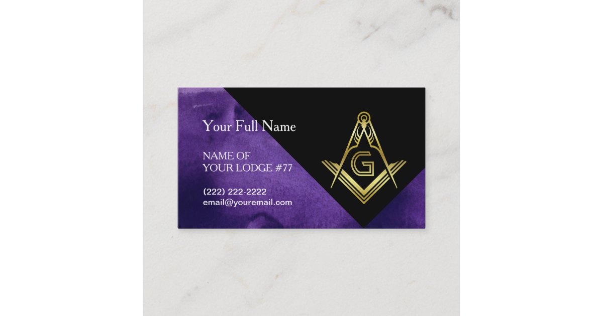 Masonic Business Cards | Grand Lodge Purple Gold | Zazzle