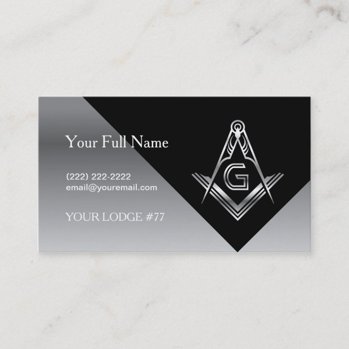 Masonic Business Cards, Silver & Black Freemasonry Business Card | Zazzle