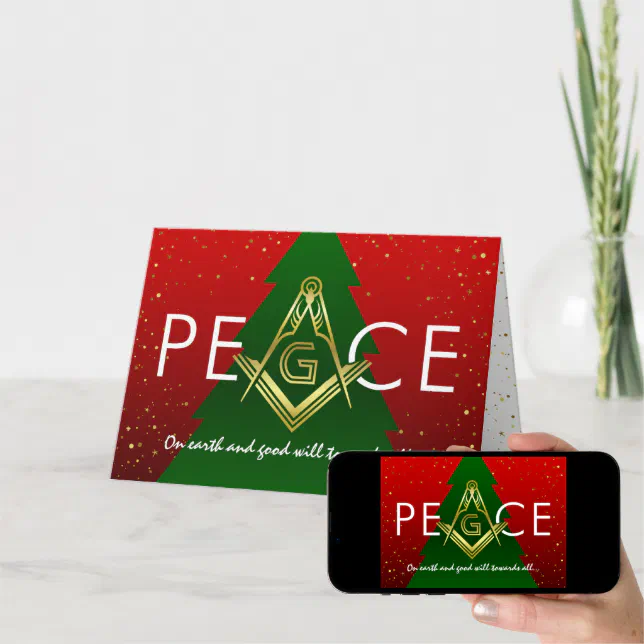 Masonic Christmas Cards | Red Freemason Holiday | Zazzle