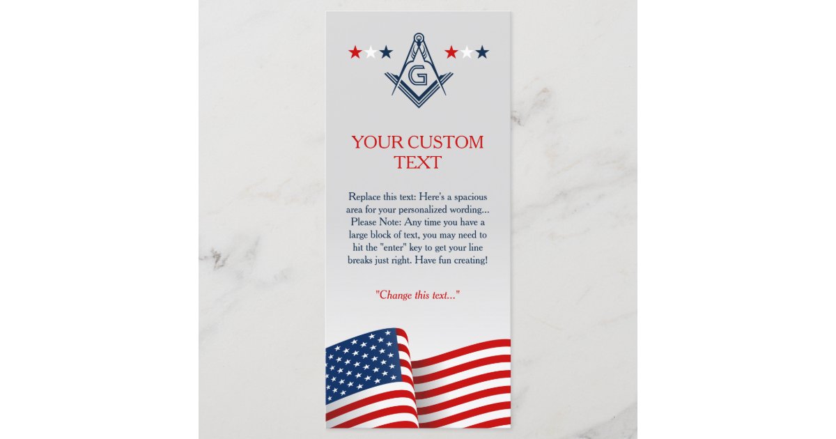 Masonic Flag Ceremony Card, American Freemason Program | Zazzle